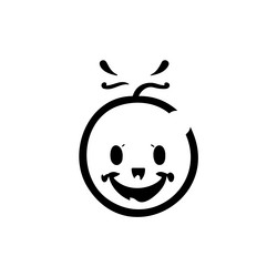 Embarrassing icon hand draw black colour emoji Vector Image