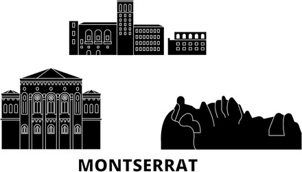 Montserrat line travel skyline set Royalty Free Vector Image