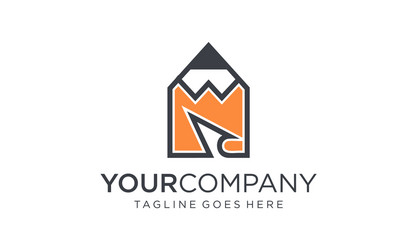 Pencil and book logo design concept Royalty Free Vector