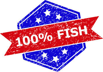 100 percent fish watermark stamp Royalty Free Vector Image