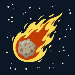 Meteor with trail of fire dangerous space object Vector Image