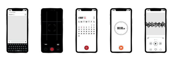 Set older model smartphones with examples Vector Image