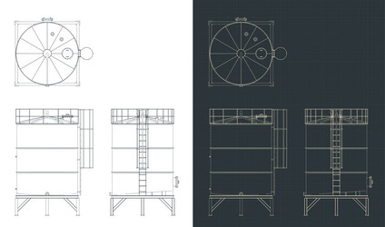 Storage tank isometric drawings Royalty Free Vector Image
