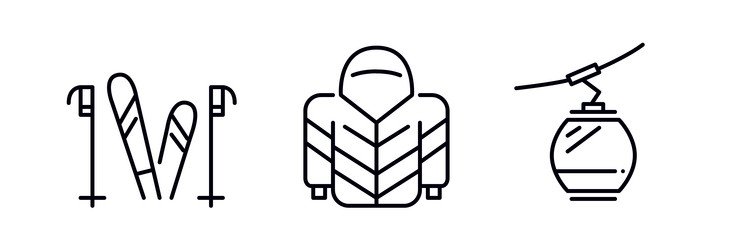 Winter mountain vacation symbols set recreational Vector Image