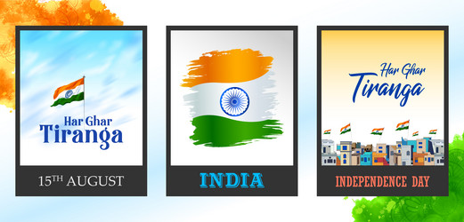 Abstract tricolor banner with indian flag for 15th