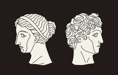 Ancient sculpture linear concept Royalty Free Vector Image