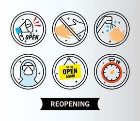 Bundle six reopening labels stickers set half Vector Image