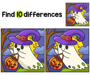 Ghost halloween find the differences Royalty Free Vector