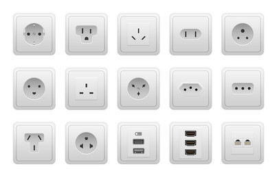 Power strip realistic electric wall socket Vector Image