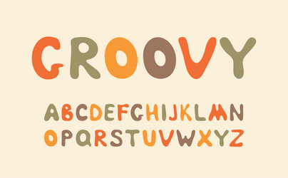 Hippie bohemian groovy postmodern funky font Vector Image