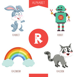 Alphabet letter r and rabbit Royalty Free Vector Image