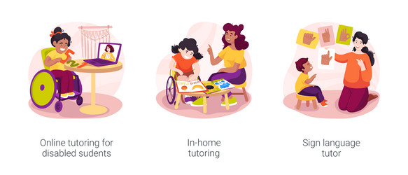 Sign language tutor isolated cartoon Royalty Free Vector