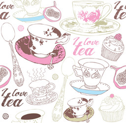Vintage Tea Party Motif Royalty Free Vector Image