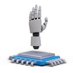 Realistic robotic arm microprocessor Royalty Free Vector