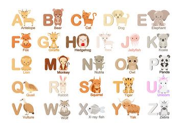 Funny animal alphabet Royalty Free Vector Image