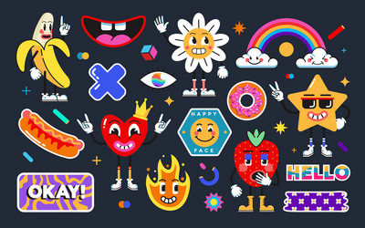 Modern sticker design of 80s 2 Royalty Free Vector Image
