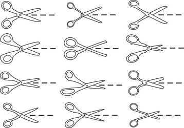 Boy is cutting paper with scissors Royalty Free Vector Image