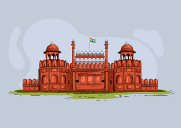 Red fort in new dehli india stylish historic Vector Image