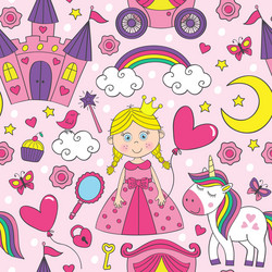 Princess seamless pattern background Royalty Free Vector