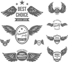 Wing label black Royalty Free Vector Image - VectorStock