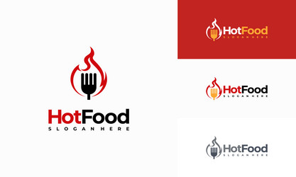 Hot food logo designs concept bbq logo template Vector Image