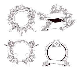 Collection of labels with flowers Royalty Free Vector Image