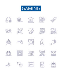 Gaming line icons signs set design collection Vector Image