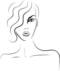 Beautiful woman line art Royalty Free Vector Image