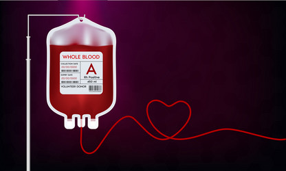 Blood bag red with label different blood group Vector Image