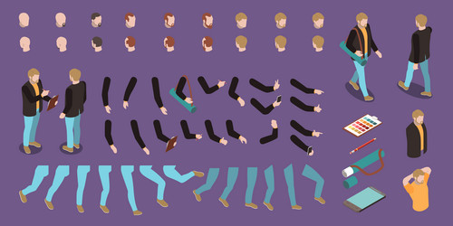 Isometric character constructor Royalty Free Vector Image