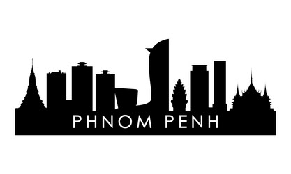 Phnom penh skyline and landmarks silhouette Vector Image