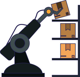 Robot arm loading box Royalty Free Vector Image