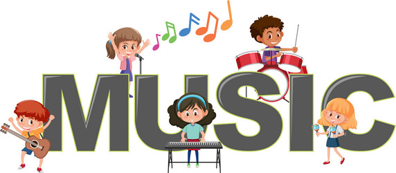 Colorful stave with clef and kids dancing Vector Image