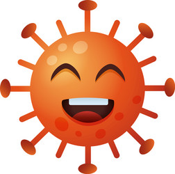 Covid19 particle happy emoticon character Vector Image