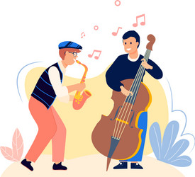 Musician playing music together band Royalty Free Vector