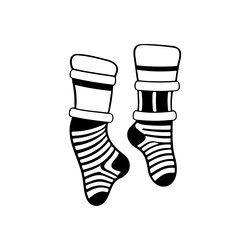Socks icon hand draw black christmas colour logo Vector Image