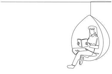Single one line drawing woman sitting relaxed Vector Image