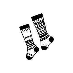 Socks icon hand draw black christmas colour logo Vector Image