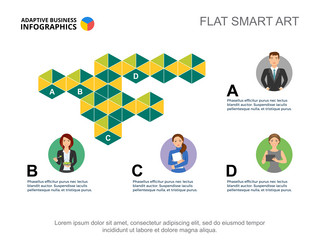 Four colleagues process chart template Royalty Free Vector