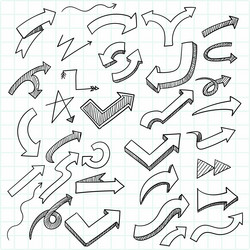 Hand drawn directional arrows set sketch design Vector Image