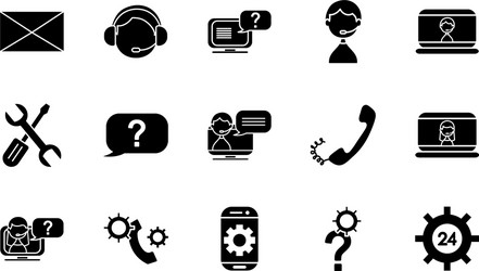 Phone and technical service icon set silhouette Vector Image