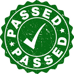 Pass scratched stamp with tick Royalty Free Vector Image
