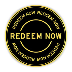 Black and gold color round label sticker Vector Image