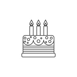 Line art black and white birthday cake Royalty Free Vector