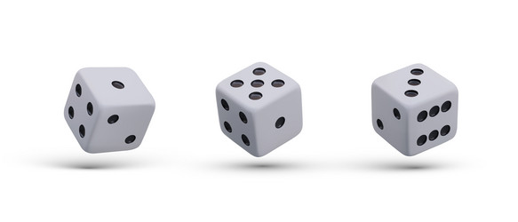 Set of 3d dice in different positions realistic Vector Image