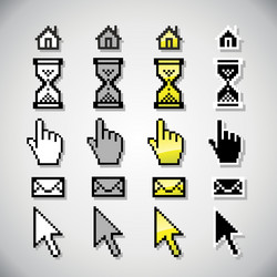 Pixel cursor hand icon symbol Royalty Free Vector Image