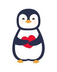 Greeting card with cute penguin valentine day Vector Image