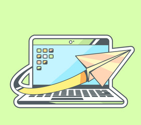 Flying air plane around suitcase Royalty Free Vector Image