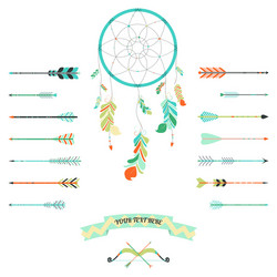 Dream catcher background ethnic tribal feathers Vector Image