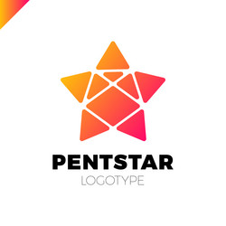 Penta line star logo pentagon star direction Vector Image